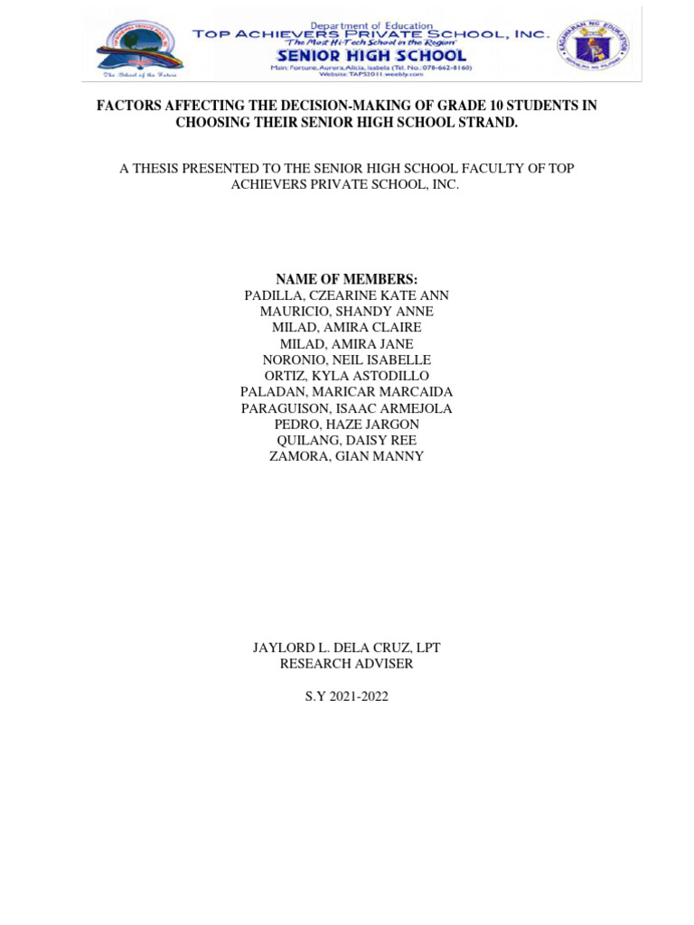 Factors Affecting The Decision | PDF | Career & Growth