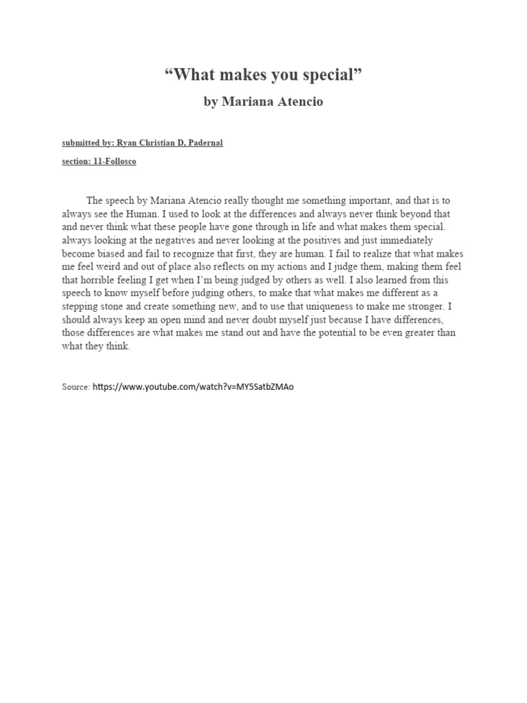 What Makes You Special | PDF