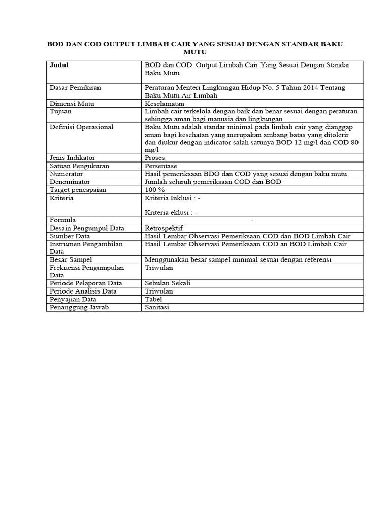 Indikator Sanitasi COD BOD | PDF