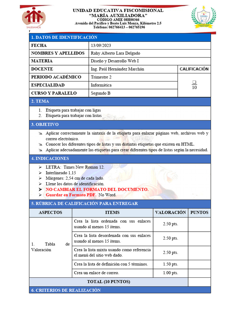 U2 T7y8 TRI2 DDW 2INF Ficha-Act N4 | PDF