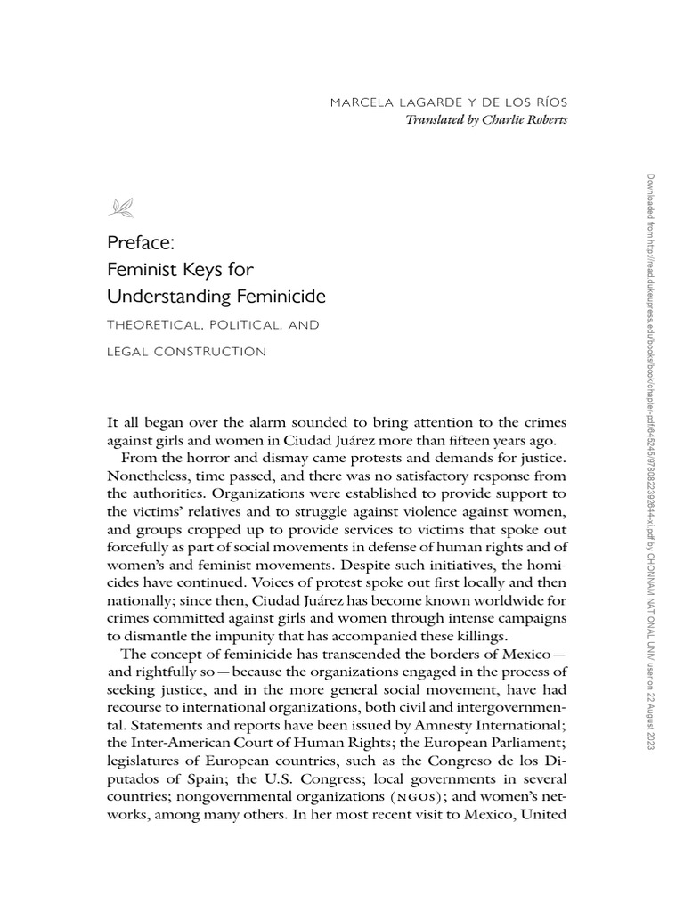 Preface_Feminist keys for understanding Feminicide | PDF