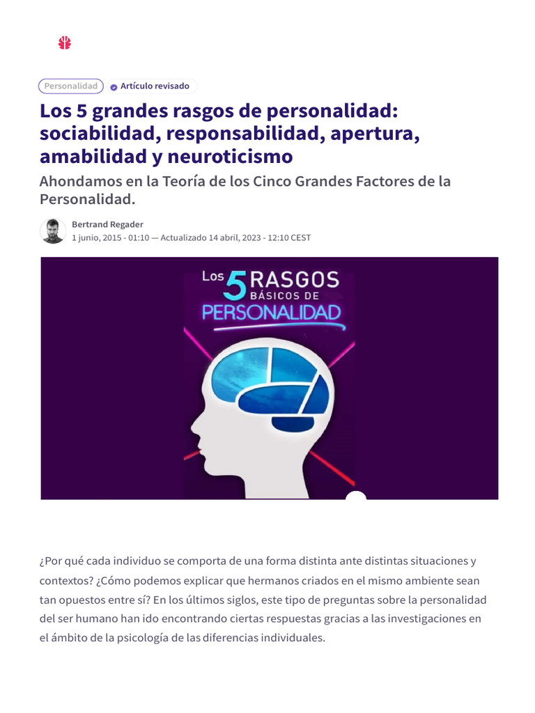 Los 5 Grandes Rasgos de La Personalidad | PDF