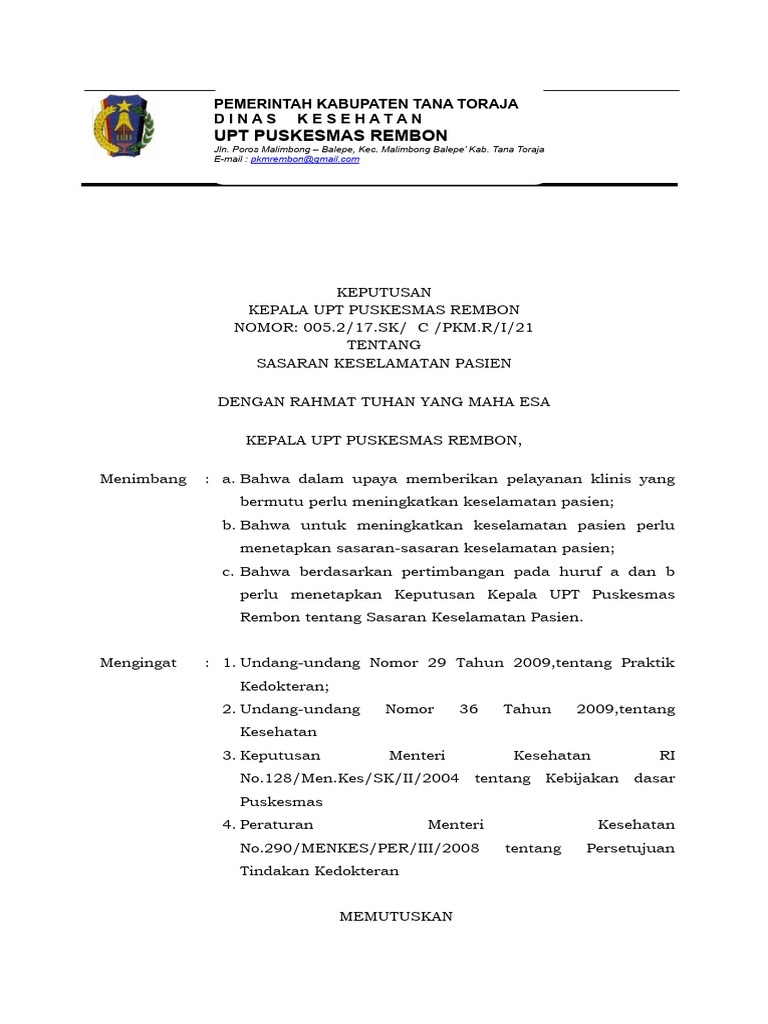 SK Pelaksanaan SKP | PDF