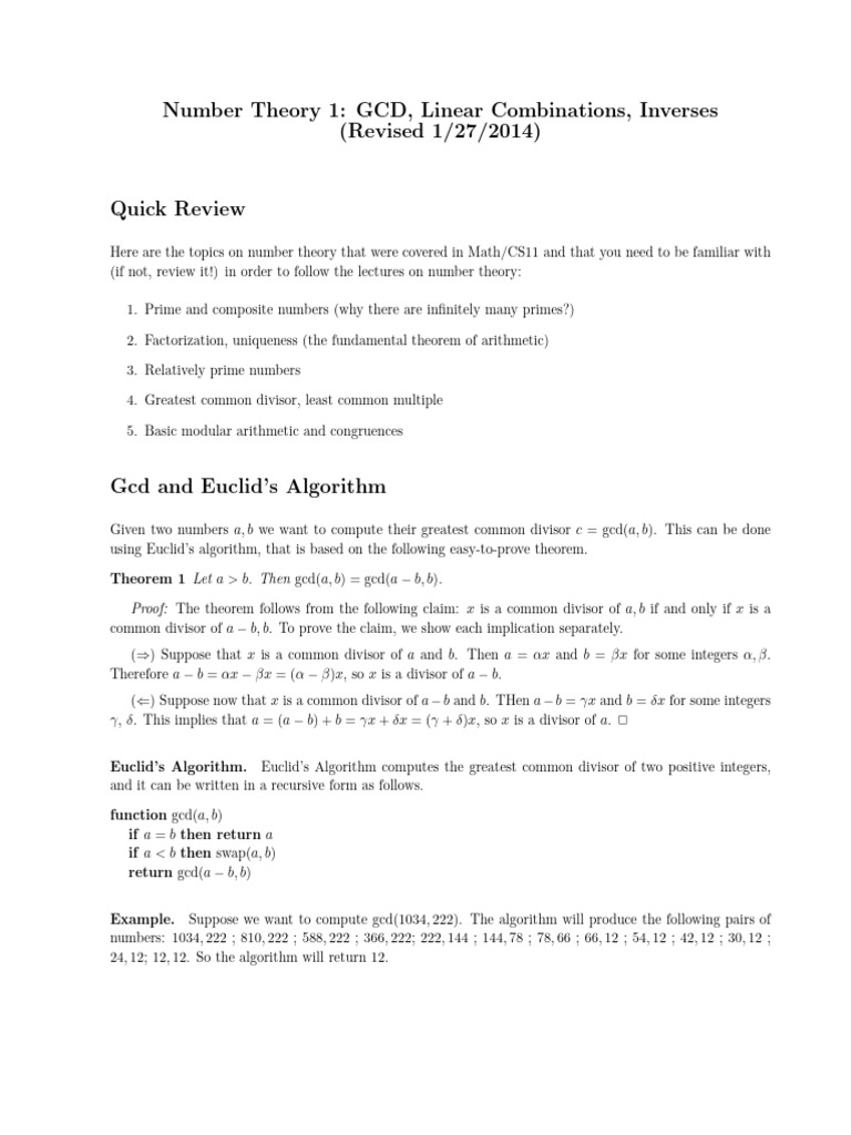 GCD and Inverses | PDF | Prime Number | Mathematical Logic