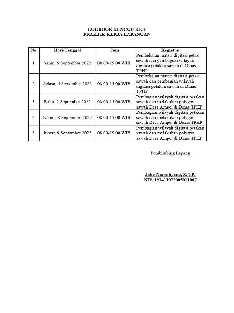 Logbook Magang | PDF