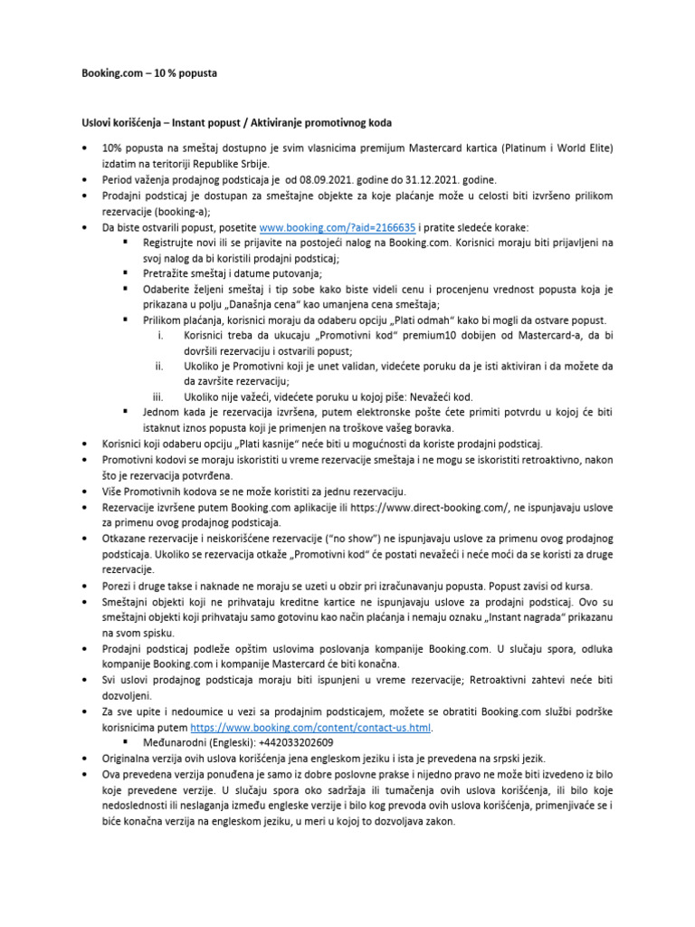 Uslovi Korišćenja - Srbija | PDF