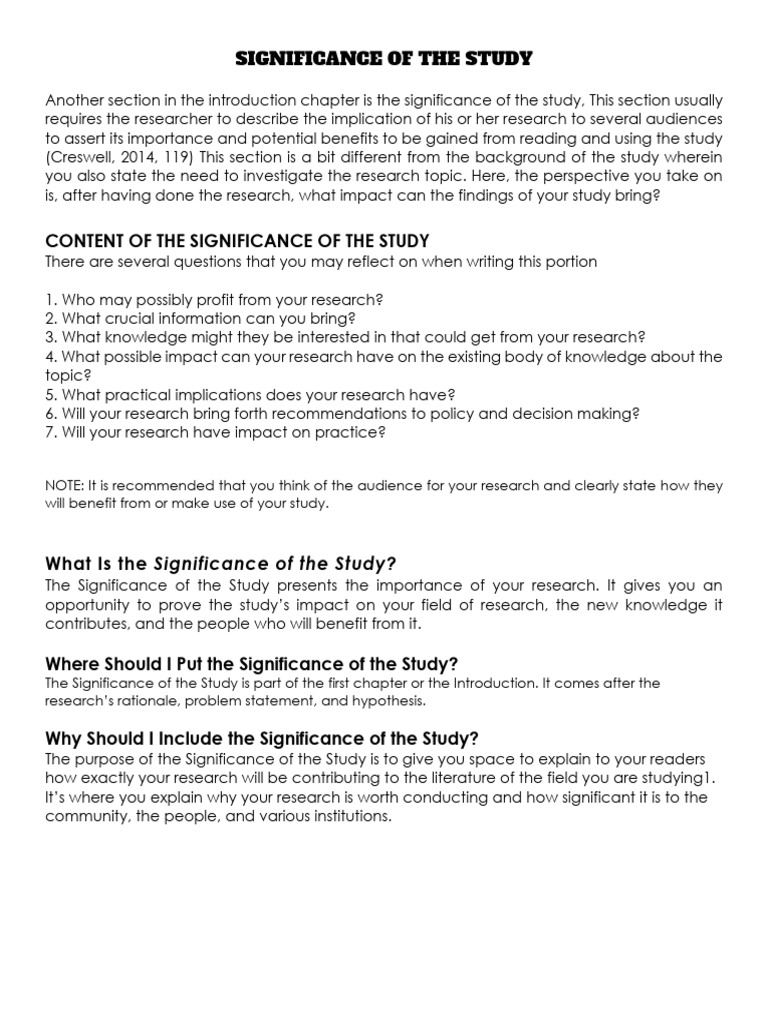 Importance of Research Significance | PDF | Cognition | Science