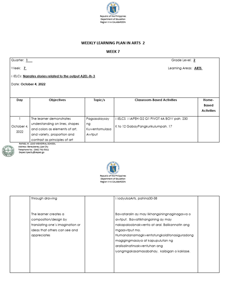 WLP Arts Week 7 | PDF