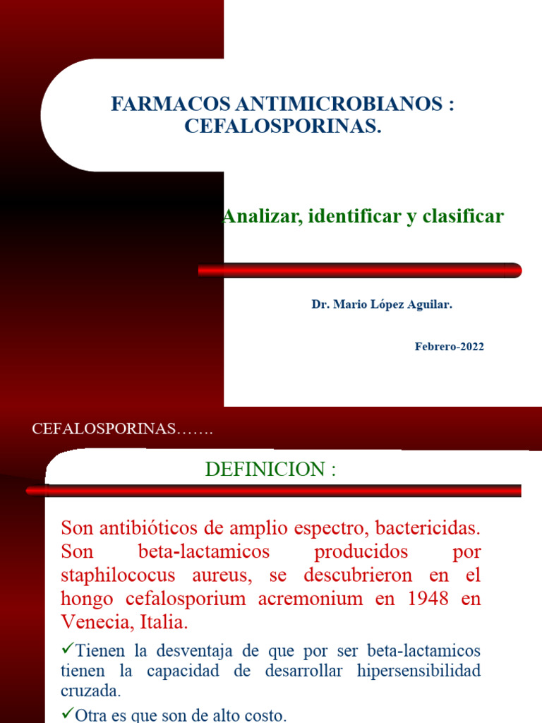 5 Cefalosporinas. Mla | PDF | Enfermedades y trastornos | Medicina CLINICA