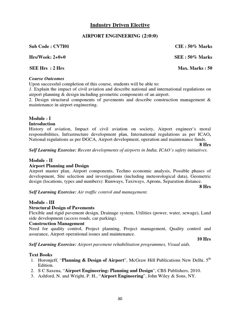 CV7I01 Airport Engg. Syllabus | PDF