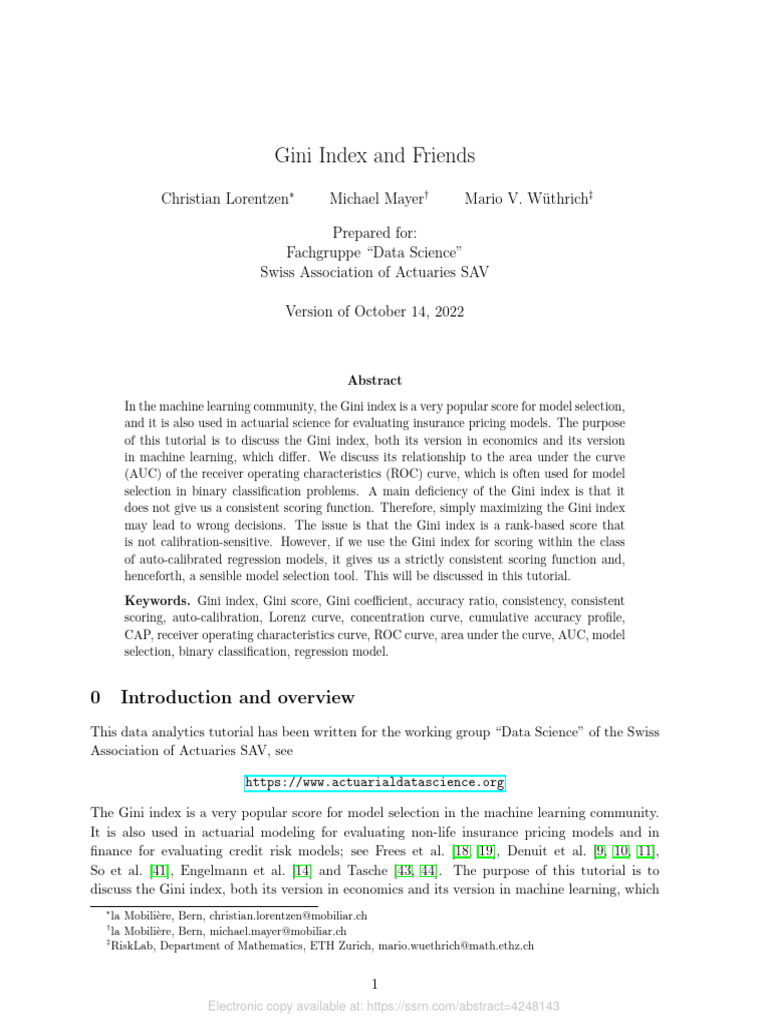 Gini Index and Friend | PDF | Receiver Operating Characteristic | Gini Coefficient
