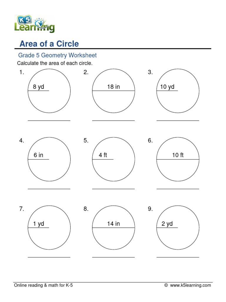 Grade 5 Area of Circles A | PDF