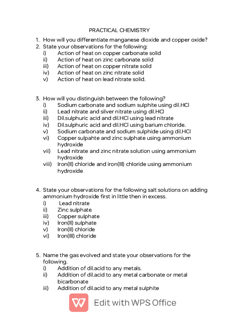 Practical Chemistry | PDF