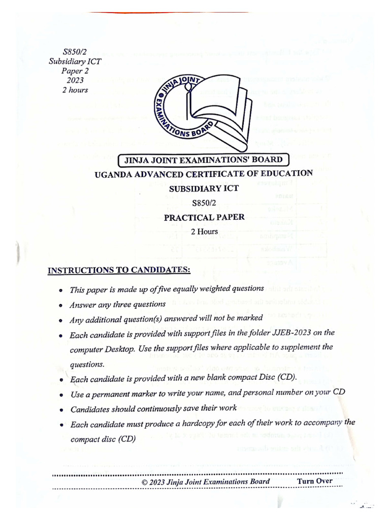 Uace Sub - Ict Jjeb 2023 | PDF
