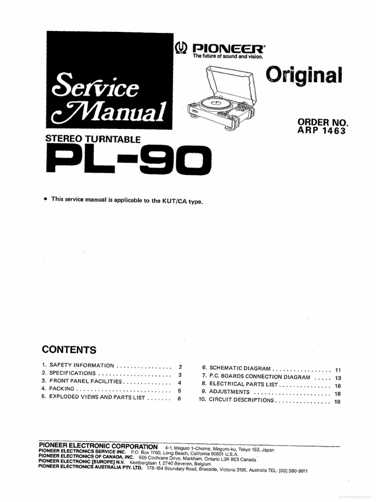 Pioneer PL-90 (PL-7L) (Service Manual) | PDF