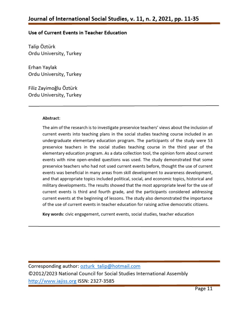 Use of Current Events in Teacher Education | PDF | Teachers ...