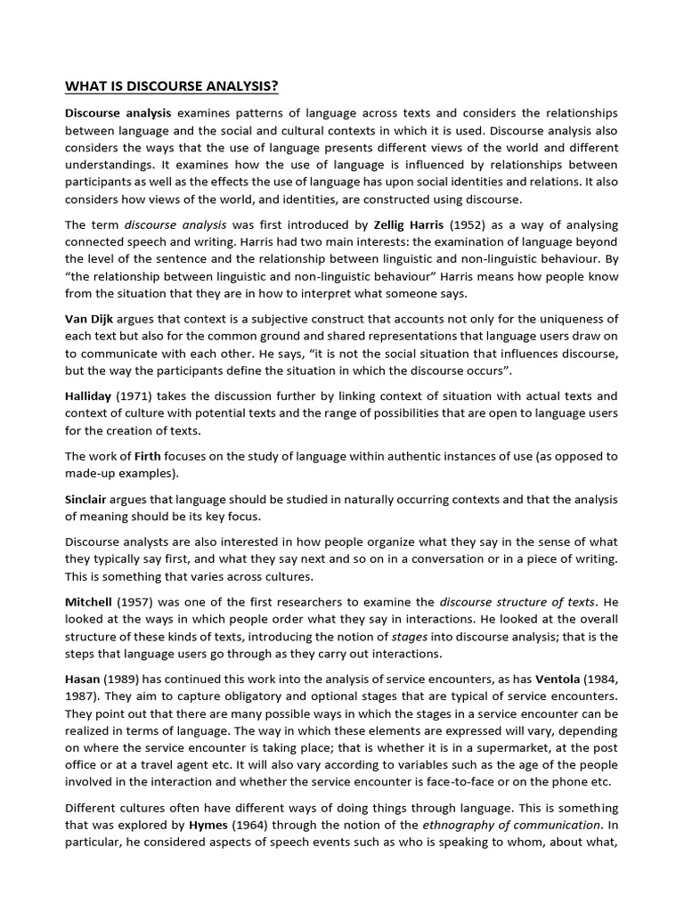 Discourse Analysis - Crystal | PDF | Grammar | Linguistics