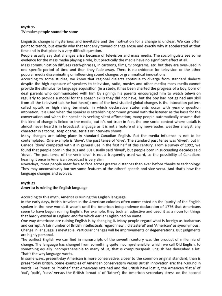 Language Myths | PDF