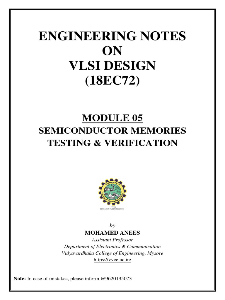 M05 18ec72 Vlsi Design Pdf Dynamic Random Access Memory Random Access Memory