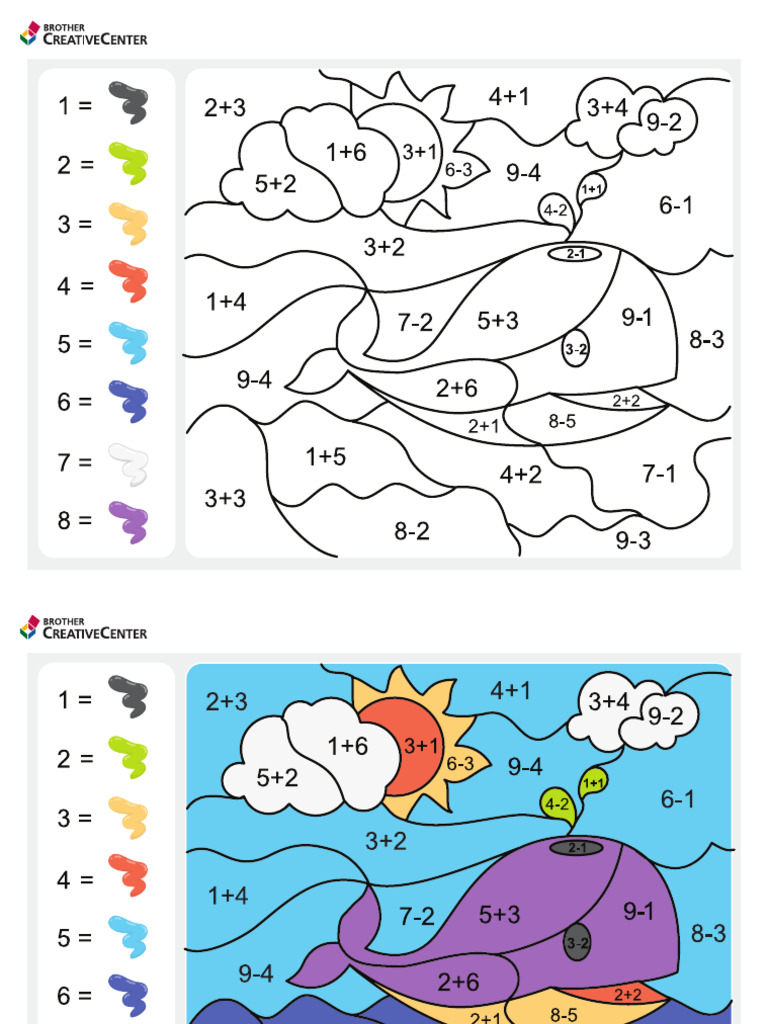 Math Coloring Number Whale 1 en | PDF