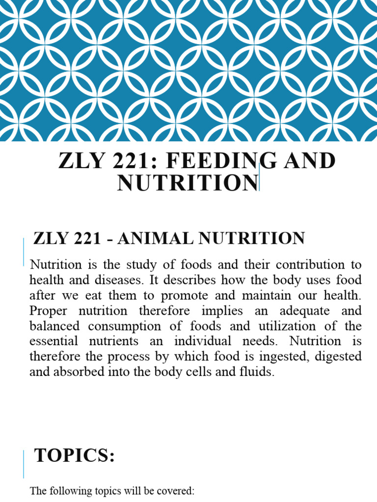 ZLY 221 - FEEDING AND NUTRITION .PPTX - Read-Only | PDF | Nutrition ...
