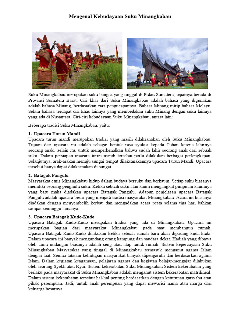 Mengenal Suku Minangkabau & bUGIS | PDF