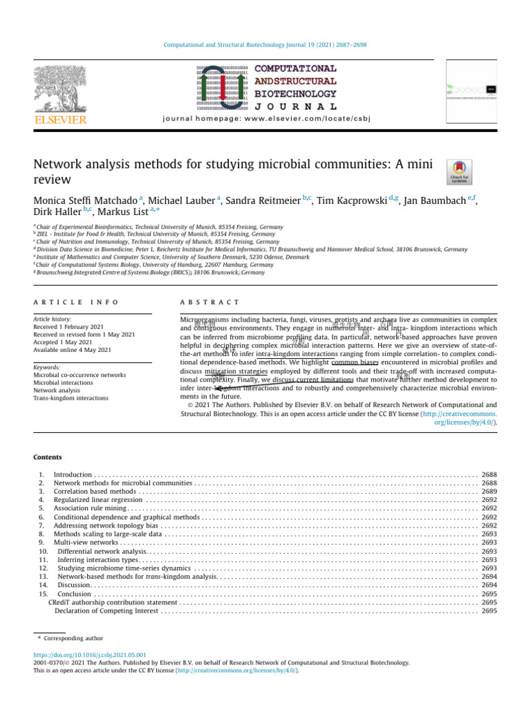 @network Analysis Methods For Studying Microbial Communities A Mini | PDF | Microorganism ...