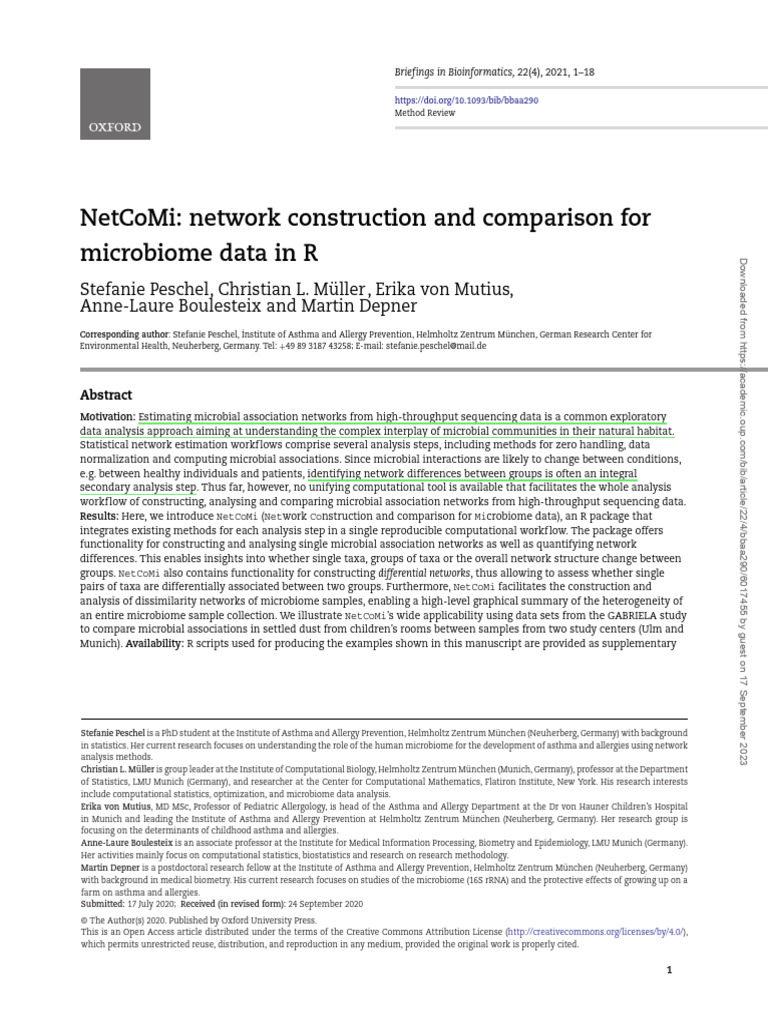 NetCoMi Network Construction and Comparison For | PDF | Statistics | Bootstrapping (Statistics)