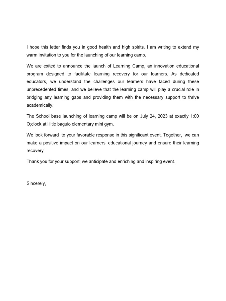 Letter Launching Invitation | PDF