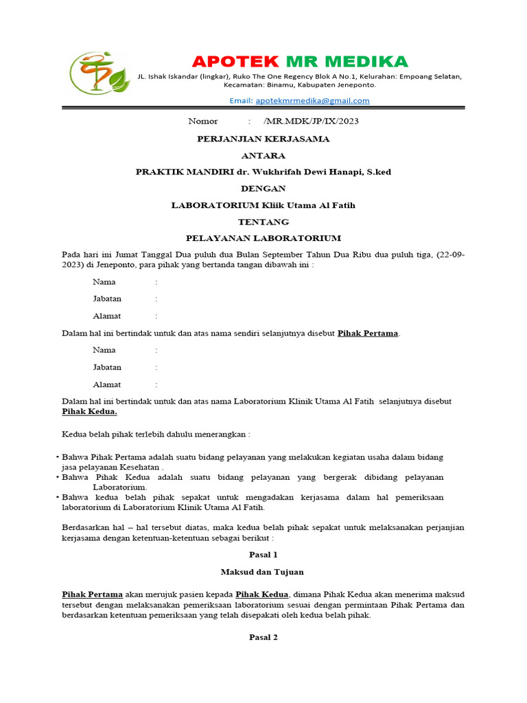 MOU Dokter Dan Laboratorium | PDF