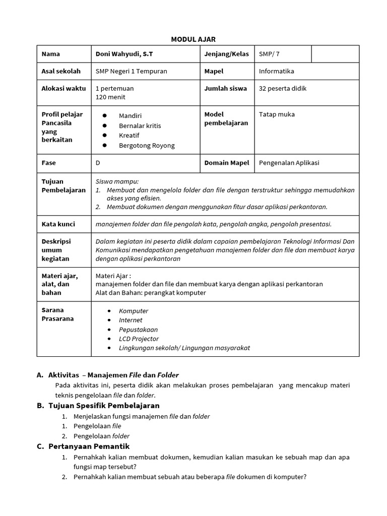 Modul Ajar Informatika | PDF