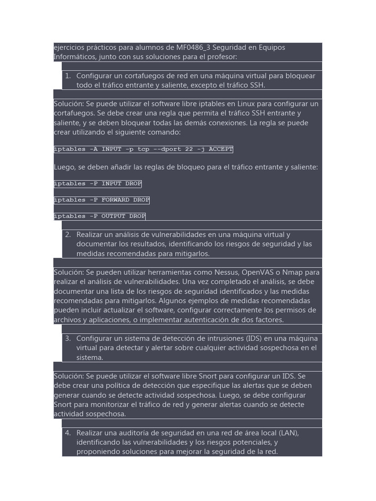 Ejercicios de Seguridad en Redes | PDF | Red privada virtual | Red de arquitectura