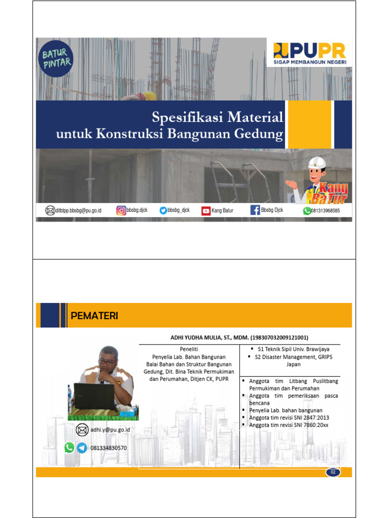 Materi Bimtek 1 Spesifikasi Material Untuk Konstruksi Bg Pdf