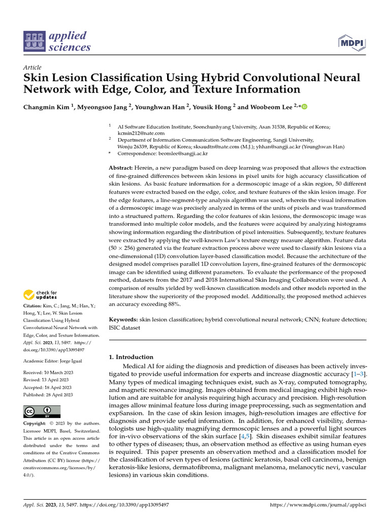 Skin Lesion Classification Using Hybrid Convolutional Neural Network With Edge, Color, and ...
