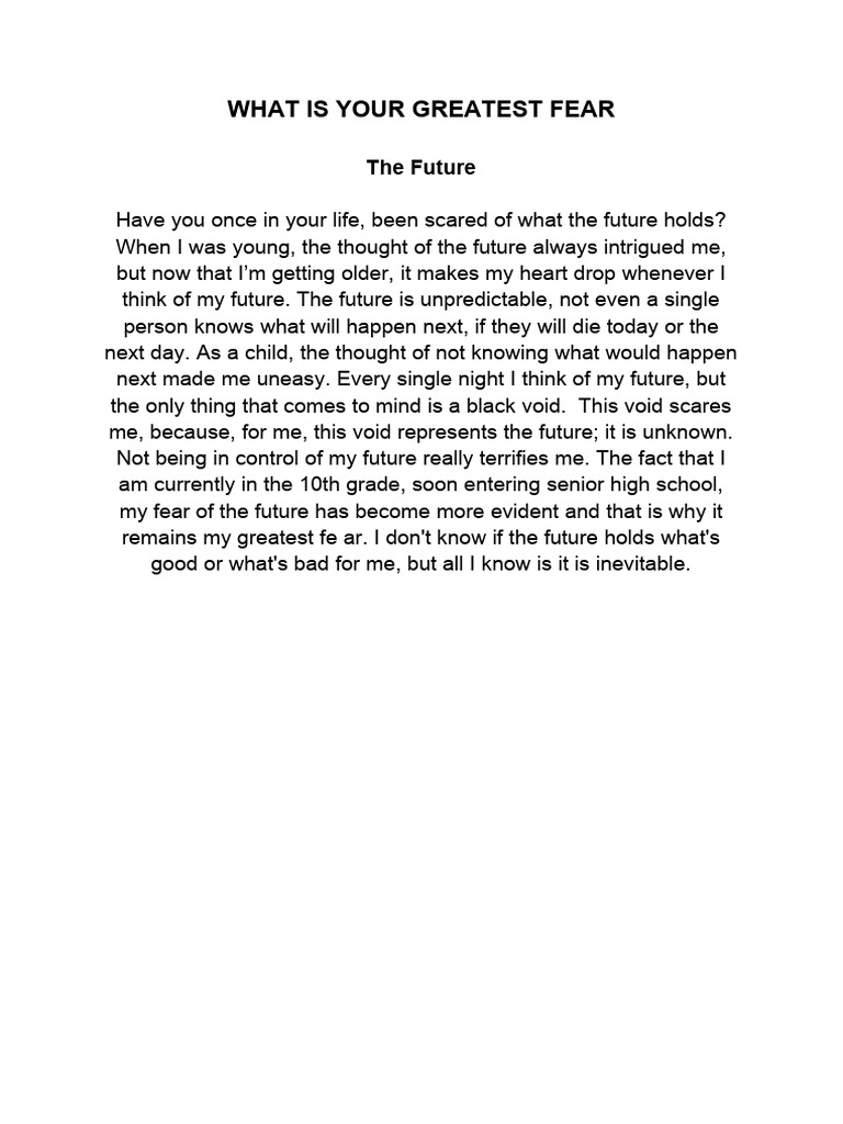 What Is Your Greatest Fear | PDF