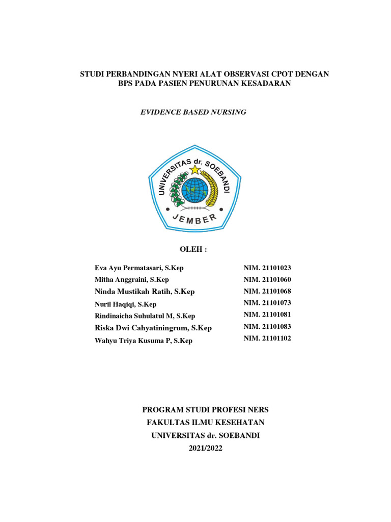 CONTOH EBN ICU Pengkajian Nyeri Dengan CPOT Vs BPS | PDF