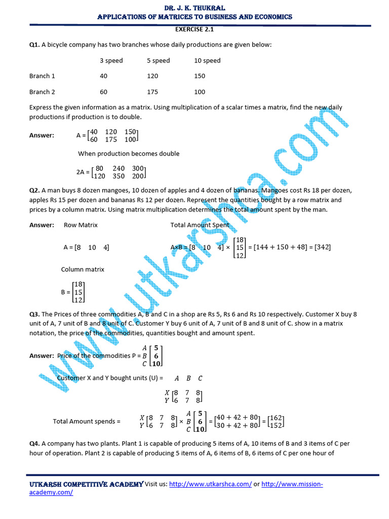 Applications of Matrices | PDF