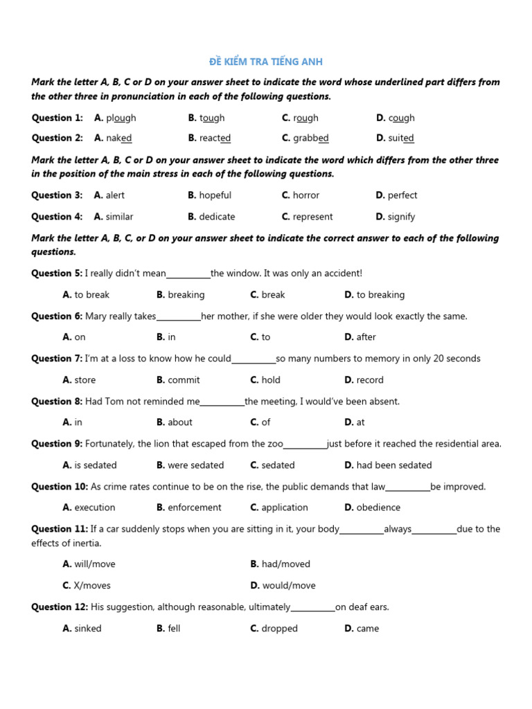 Sedated Pronunciation Test Questions | PDF | Life | Earth
