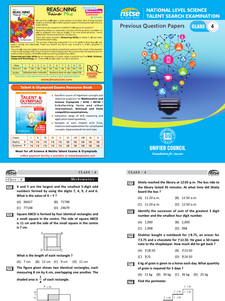 Class 4 NSTSE PQP 10-Papers 2019-20 2-In-A4 | Download Free PDF | Leaf | Water