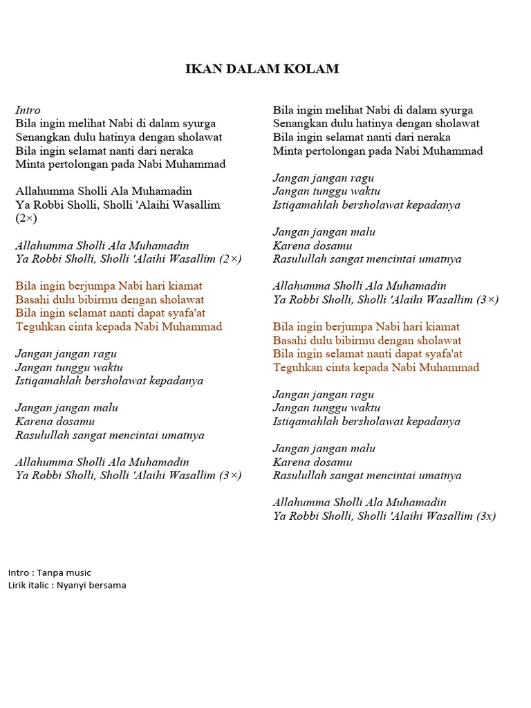 Lirik Ikan Dalam Kolam | PDF | Agama & Spiritualitas