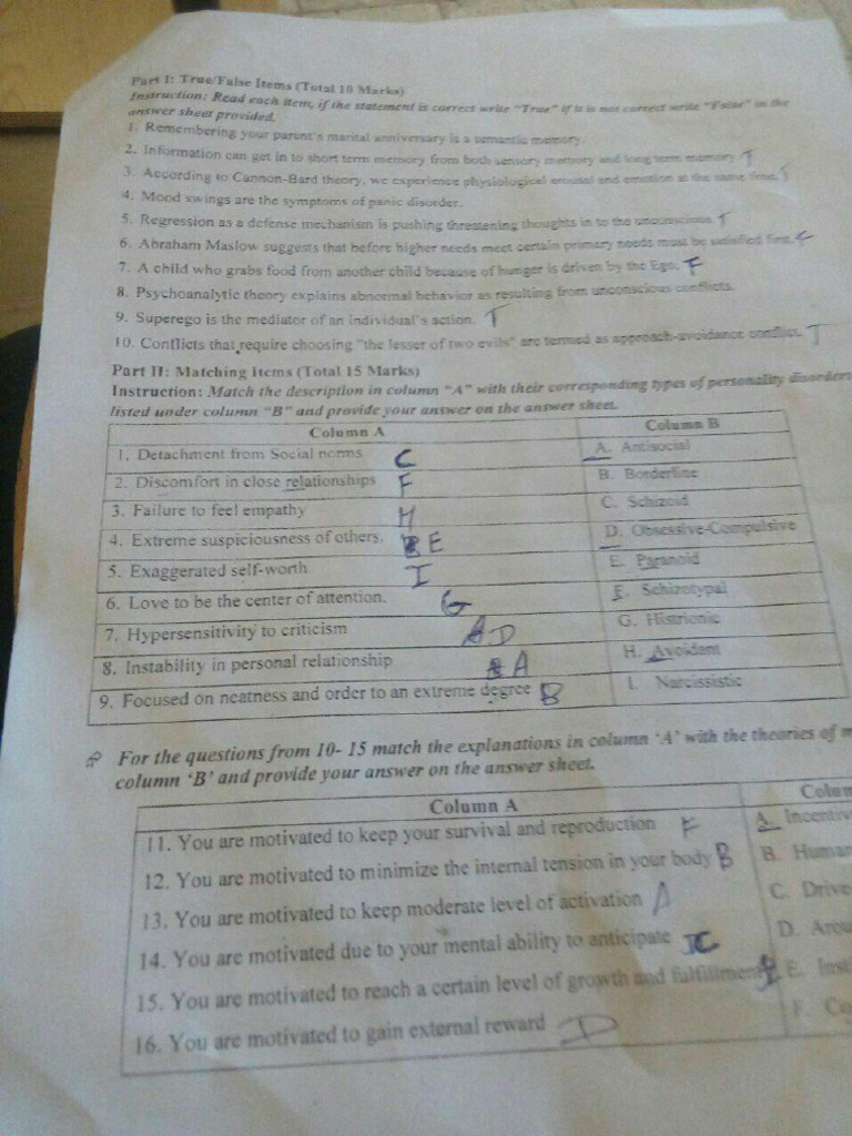 AAU Psychology Final Exam | PDF