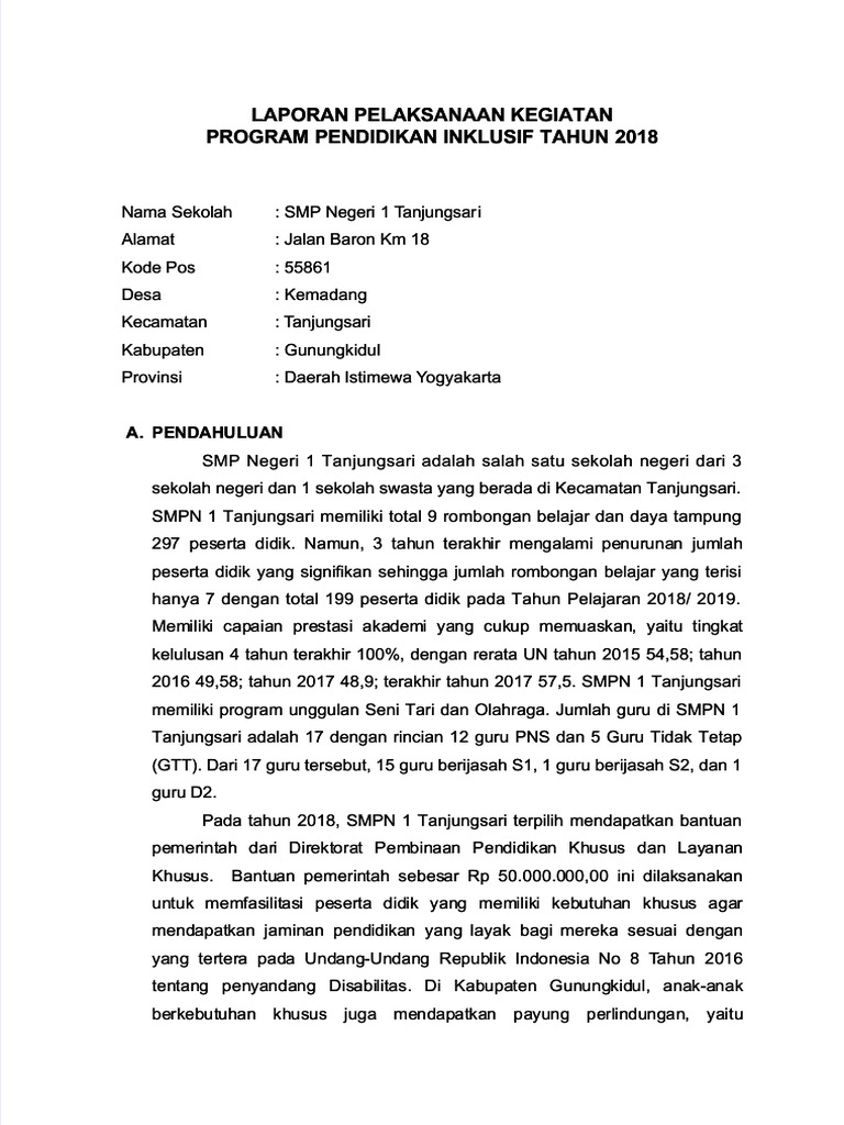 PDF Laporan Program Pendidikan Inklusif - Compress | PDF