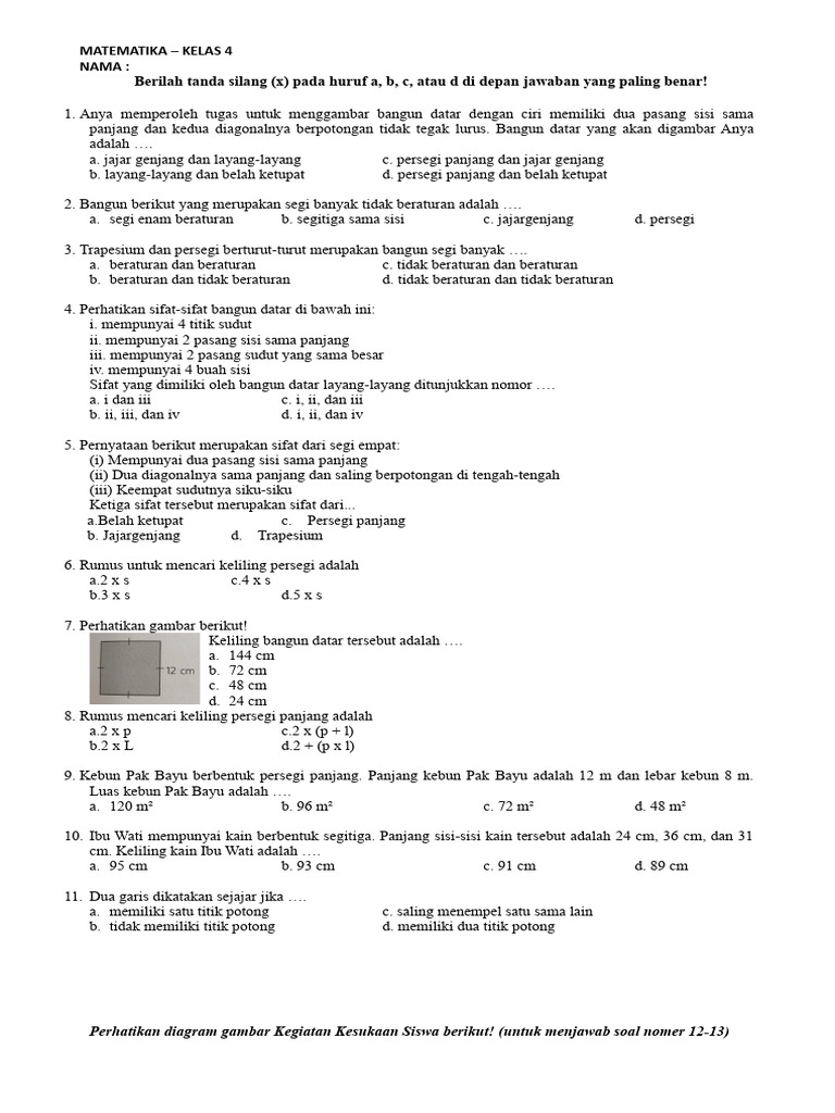KELAS 4 - MTK - 1x | PDF | Metode & Bahan Ajar | Griya & Taman