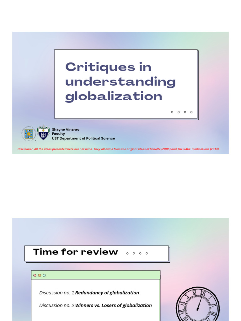 Lecture 2 - Critiques On Understanding Globalization | PDF | Globalization | World Systems Theory