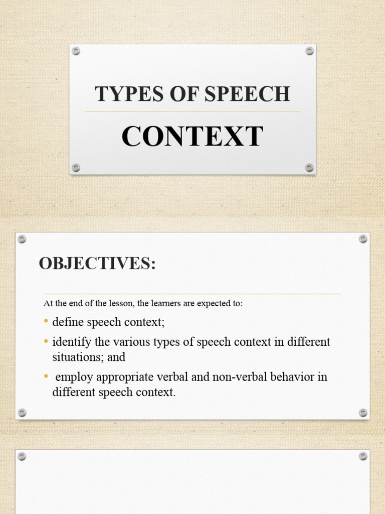 Types of Speech Context | PDF | Communication | Human Communication