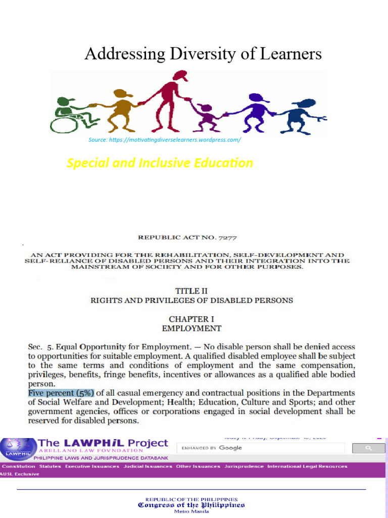 Addressing Diversity of Learners | PDF | Inclusion (Education ...