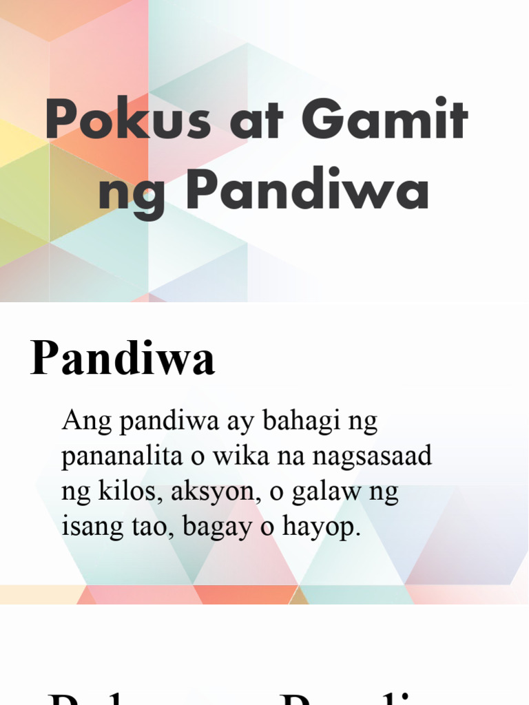 Pokus at Gamit NG Pandiwa | PDF