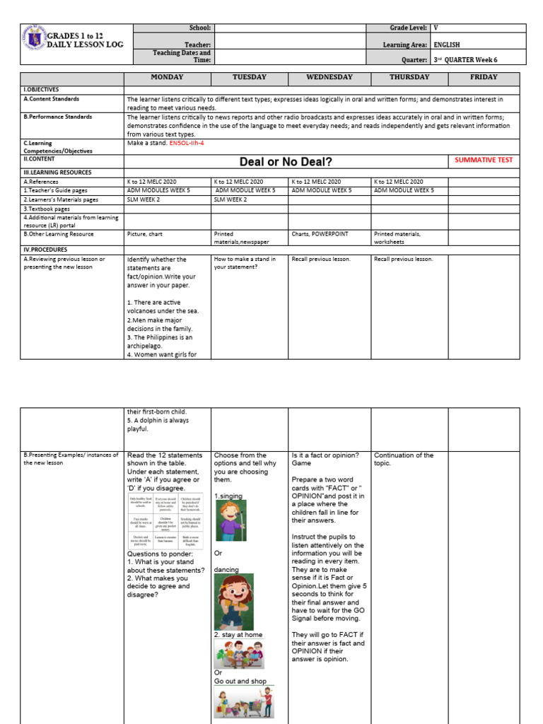 DLL English-5 Q3 W6 | PDF