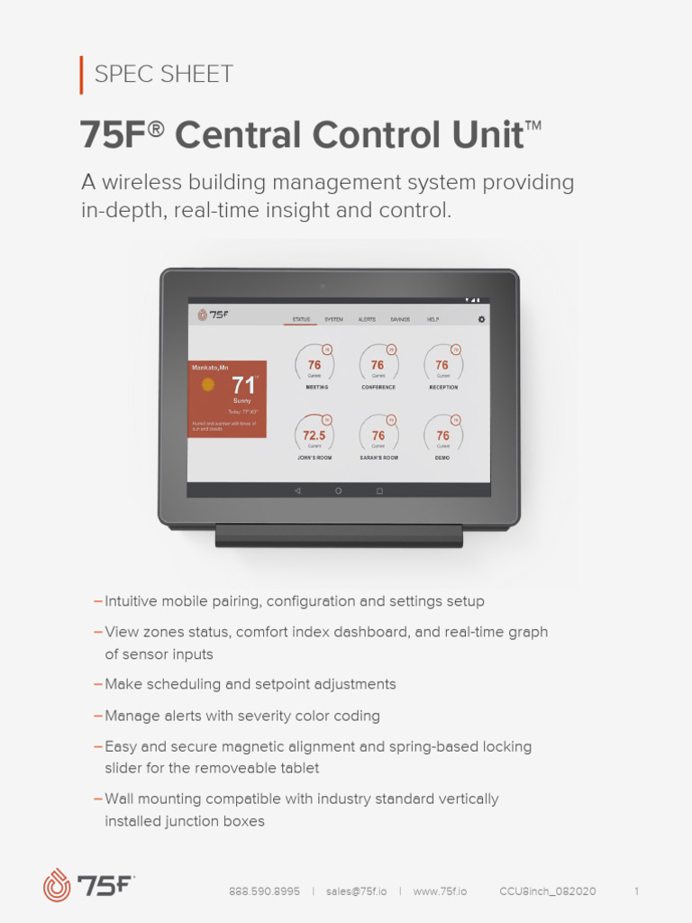 75F - Central Control Unit (CCU) - 8inch | PDF | Wi Fi | Tablet Computer