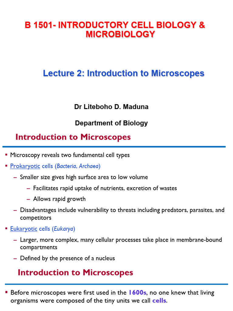 Lecture 2-Introduction To Microscopes | PDF | Microscope | Electron Microscope